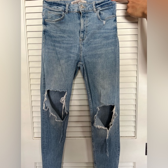Zara | Jeans | Zara Basic Ripped Denim Jeans | Poshmark